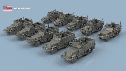 L'Arsenal 2.0 3D200567M3A1DEB US M3A1 Half-Track without tarpaulin - 3D Printing (5 pcs)