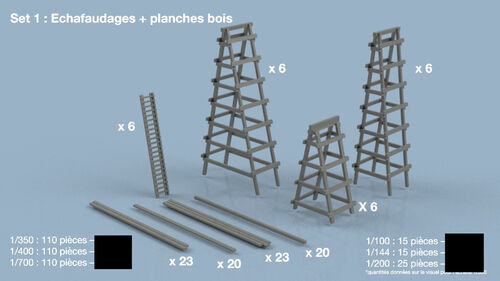 L'Arsenal 2.0 3D200592 Set 1 : Scaffolding and Wooden Planks - 3D Printing (15 pcs)
