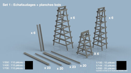 L'Arsenal 2.0 3D144592 Set 1 : Scaffolding and Wooden Planks - 3D Printing (15 pcs)