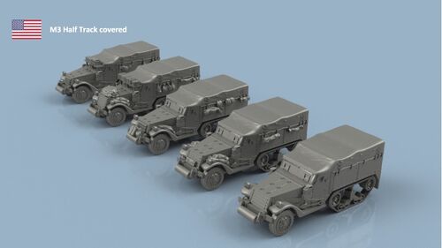 L'Arsenal 2.0 3D144567M3BAC US M3 Half-Track with tarpaulin - 3D Printing (5 pcs)