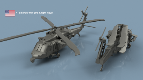 L'Arsenal 2.0 3D144363DEP Sikorsky MH-60 S Knighthawk unfolded blades - 3D printing (4 helicopters)