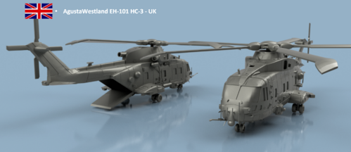 L'Arsenal 2.0 3D144250 AgustaWestland EH-101 HC-3 Merlin UK unfolded blades - 3D printing (1 helicopter)