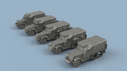 L'Arsenal 2.0 3D100567M3A2BAC US M3A2 Half-Track with tarpaulin - 3D Printing (5 pcs)