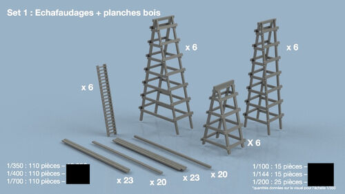L'Arsenal 2.0 3D100592 Set 1 : Scaffolding and Wooden Planks - 3D Printing (15 pcs)