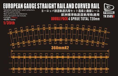 T-Model TK3505D European Gauge Straight Rail and Curved Rail 720mm