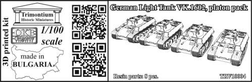 OKB Grigorov TRV10004 German Light Tank VK.1602, Platon Pack (4pcs)