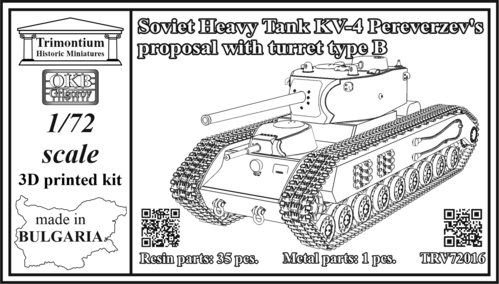 OKB Grigorov TRV72016 Soviet Heavy Tank KV-4, Pereverzev´s Proposal With Turret Type B