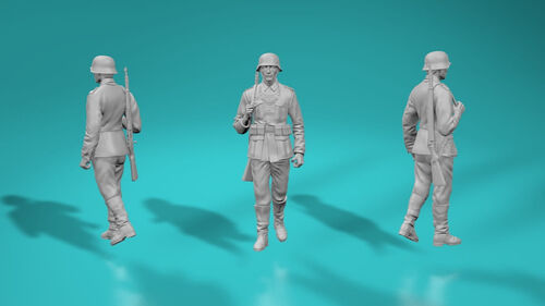 EMP3D 99200189-72 Niemiecki policjant / żandarm 2WŚ - z psem - Wersja 2 (2 figurki)