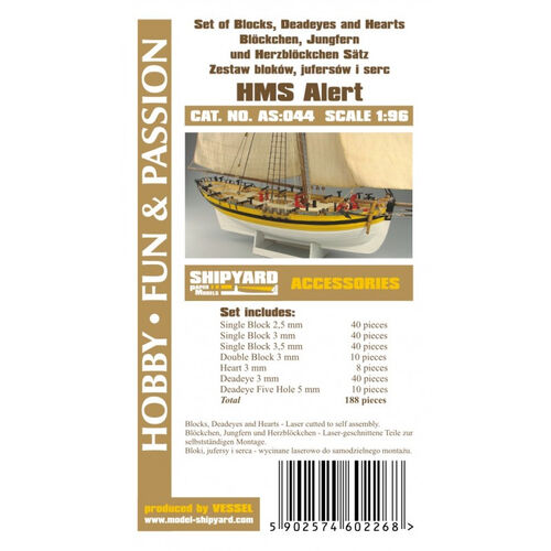 ShipYard AS044 HMS Alert - Set Of Blocks, Deadeyes And Hearts