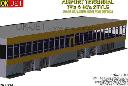 Bra.Z Models OKT004 Airport Terminal '70s & '80s architecture style rear building side for OKT002