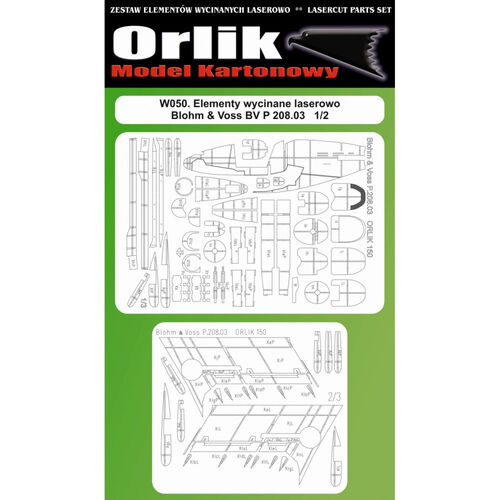 Orlik 150w W150. Elementy wycinane laserowo do modelu Blohm & Voss BV P.205.03