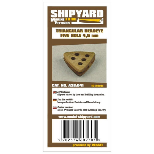 ShipYard ASB041 Triangular Deadeyes Five Hole 4,5mm
