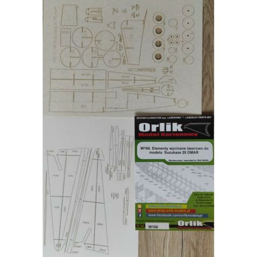 Orlik 166w W166. Elementy wycinane laserowo do modelu Suzukaze 20 OMAR