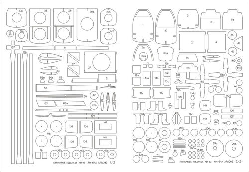 Kartonowa Kolekcja AKC-205L AH-64A 'Apache' - Laser Cut Parts Kit