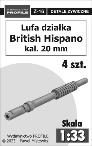 Kartonowa Kolekcja Z-16 Lufa Działka Hispano Kal. 20mm