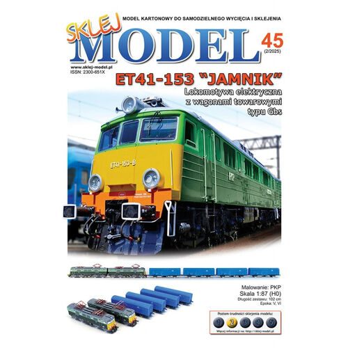 Sklej Model 045 ET41-153 'Jamnik' - Electric Locomotive With Freight Wagons Type Gbs