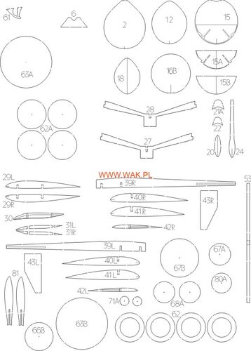 WAK LAS2109 PZL P.11c - laserowo wycięte części