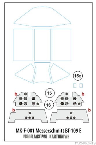Modelarstwo kartonowe A-FL-001 Bf-109E folia + elementy