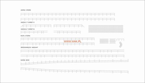 WAK REL2205 ORP Błyskawica (1942) - laserowo wycięte relingi
