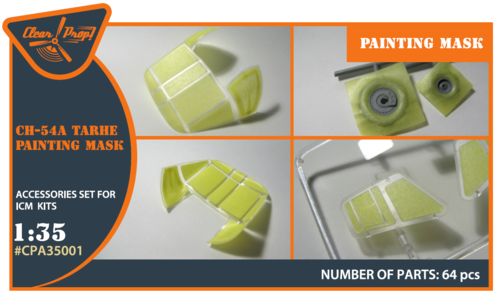 Clear Prop Models A35001 CH-54 Painting Mask On Yellow Kabuki Paper For ICM 53054 Kit