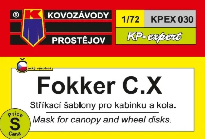 Kovozavody Prostejov KPEX030 Fokker C.X - Mask For Canopy And Wheel Disks (For Kovozávody Prostějov/AZmodel)