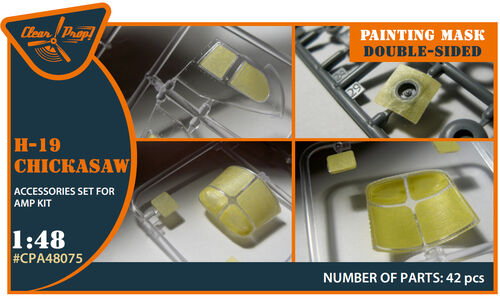 Clear Prop Models A48075 Sikorsky H-19 Chickasaw - Double-Sided Painting Mask on "yellow kabuki paper" (for AMP kits)