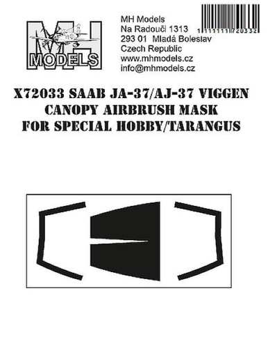 MH Models X72033 SAAB JA/AJ-37 Viggen Canopy airbrush mask