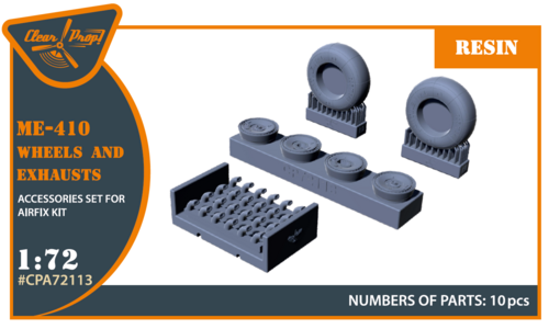 Clear Prop Models A72113 Me-410 Wheels And Exhausts (For Airfix)