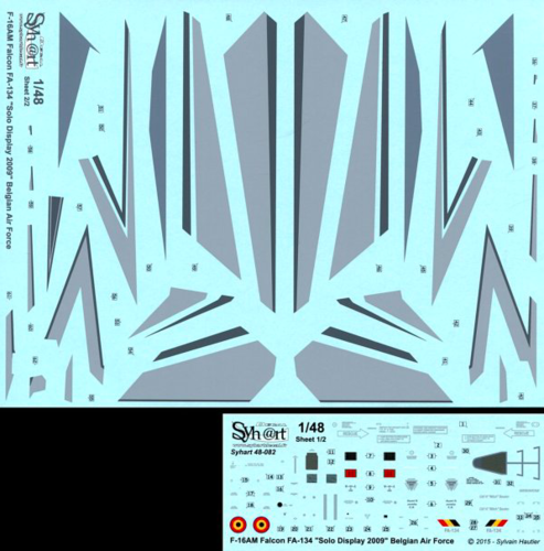Syhart Decal 48-082 F-16AM Falcon FA-134 "Solo Display 2009" Belgian AF