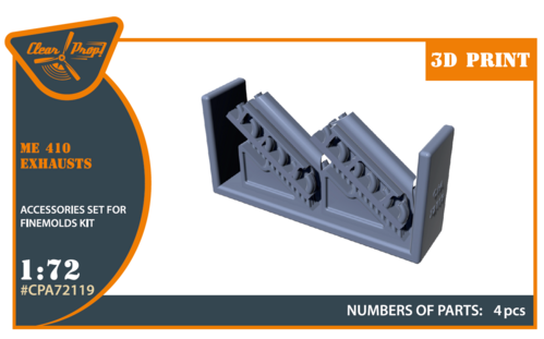 Clear Prop Models A72119 Me-410 Exhausts For Finemolds Kits