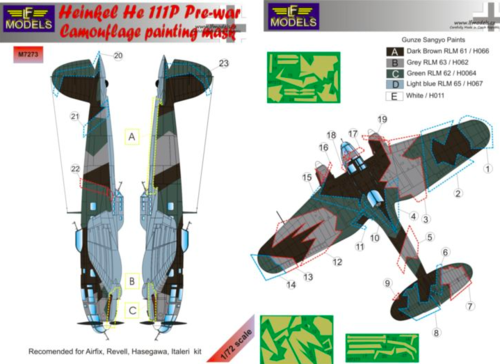 LF Models M7273 Heinkel He 111P Pre war Camouflage Painting Mask