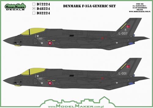 Model Maker Decals D48224 Lockheed Martin F-35 A Lightning II in Danish Air Force