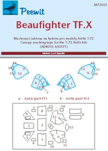 Peewit 72035 Canopy mask for Bristol Beaufighter Airfix