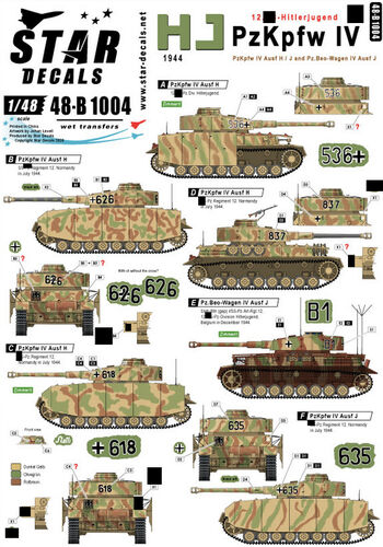 Star-Decals 48-B1004 HJ PzKpfw IV. SS-Hitlerjugend PzKpfw IV in 1944.