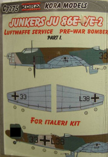 Kora Models C7275 Junkers Ju-86E-1/E-2 Luftwaffe I Prewar Bomber