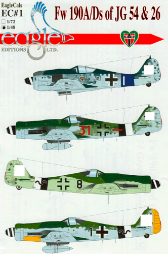 Eagle Editions D1-48 EC-1; 3 Fw 190 D-9s, 1 A-8