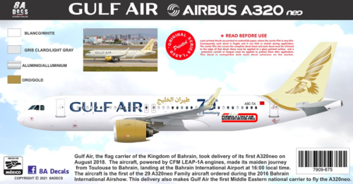 8aDecs 7909-675-144 Gulf Air A320 Neo