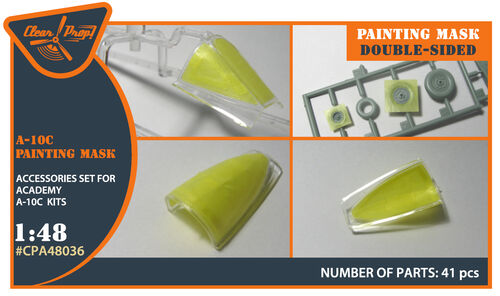 Clear Prop Models A48036 Fairchild A-10 C double-sided painting mask on yellow kabuki paper (for Academy kit)