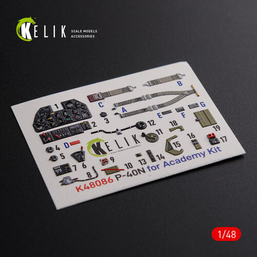 KELIK K48086 P-40N Interior 3D Decals For Academy Kit