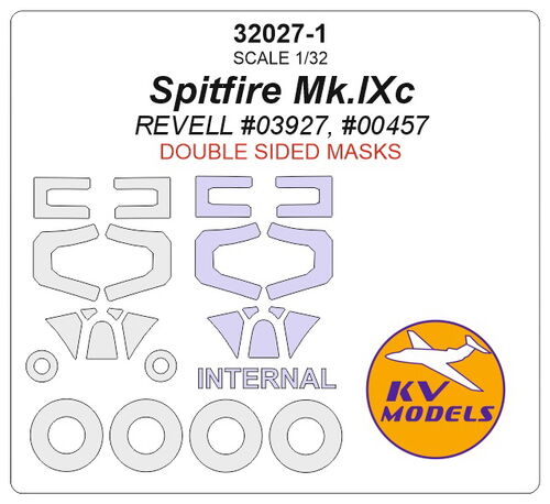 KV Models 32027-1 Spitfire Mk.IXc (REVELL #03927, #00457) - (Double sided) + wheels masks