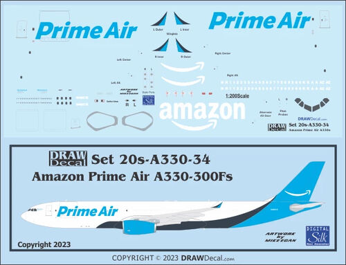 Draw Decal 20-A330-34 Airbus A330-300F - Amazon Prime Air