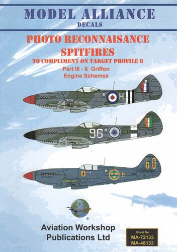 Model Alliance 72133 Photo Reconnaisance Griffon Engined Supermarine Spitfire (8 schemes)