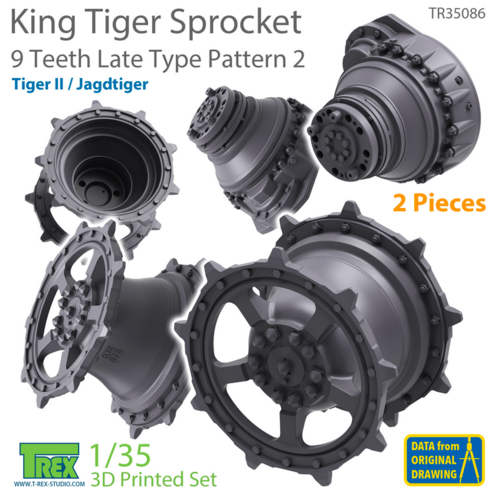 T-Rex Studio 35086 KingTiger 9 Teeth Sprockets Late Type Pattern 2 2 pieces