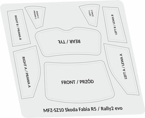 MF-Zone SZ10 Skoda Fabia R5/Rally2 Evo - Window Paint Masks
