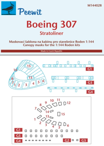 Peewit 144028 Canopy mask for Boeing 307 Stratoliner Roden