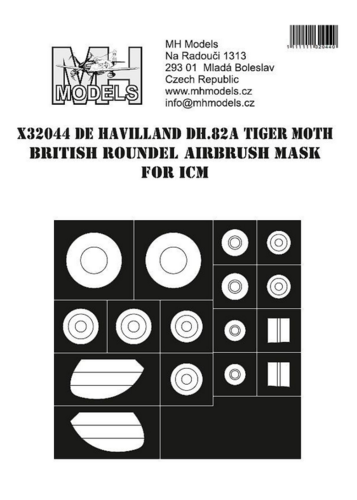 MH Models X32044 De Havilland DH.82A Tiger Moth British roundel airbrush mask