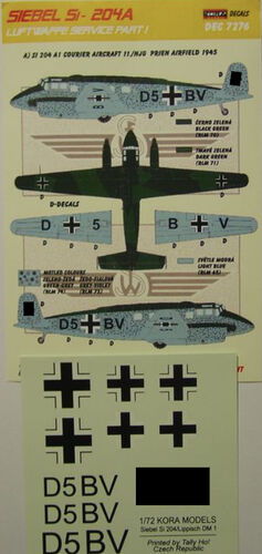 Kora Models Dec7276 Siebel Si-204A Luftwaffe part I.