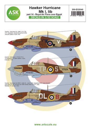 Art Scale Kit D32040 Hawker Hurricane Mk.I, IIb Part 14 - Royal Air Force Over Egypt