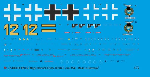 Peddinghaus-Decals 4000 BF 109 G-6 Major Heinrich Ehrler, III./JG 5, June 1943