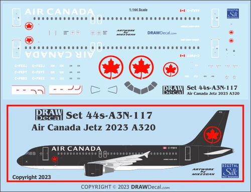 Draw Decal 44-A3N-117 Airbus A320 - Air Canada Jetz (2023 Scheme)